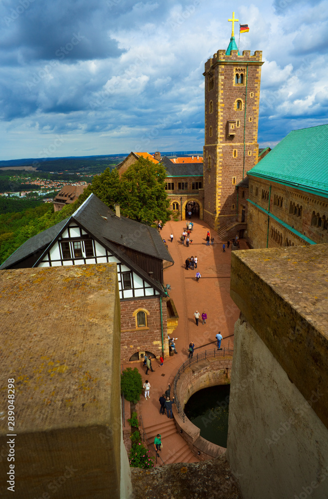 The castle Wartburg in the region Thuringia in Germany. - Here, the ...