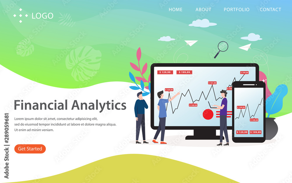 financial analytics vector illustration concept, can use for, landing ...