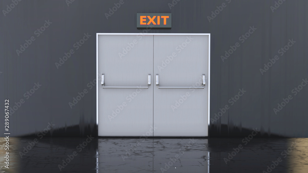 Emergency Exit Door 3D rendering. Stock Illustration | Adobe Stock