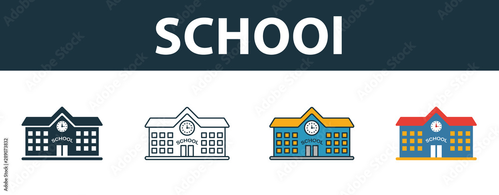 School icon set. Four elements in diferent styles from school icons ...