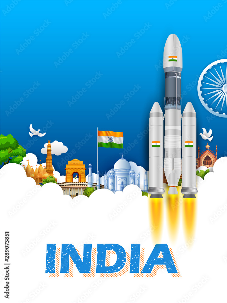 illustration of Chandrayaan rocket mission launched by India on Famous ...