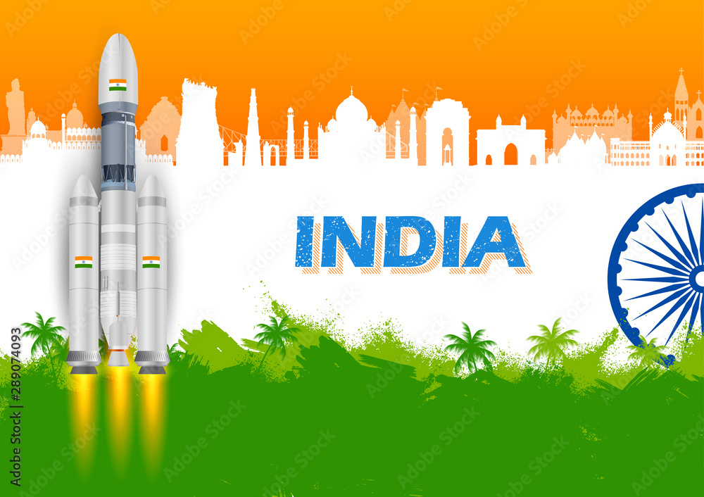 illustration of Chandrayaan rocket mission launched by India on Famous ...