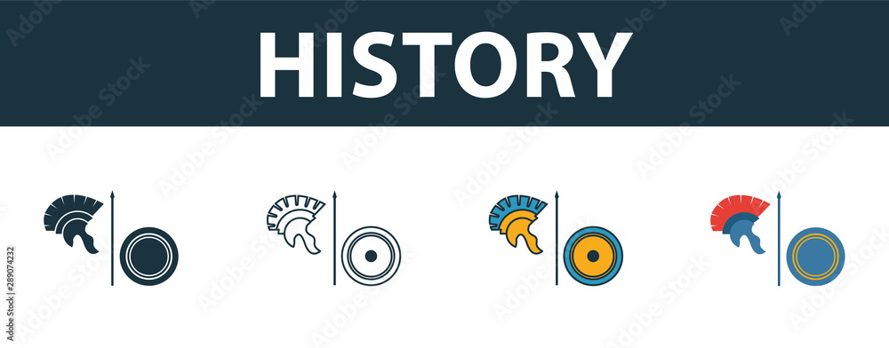 History icon set. Four elements in diferent styles from school icons ...