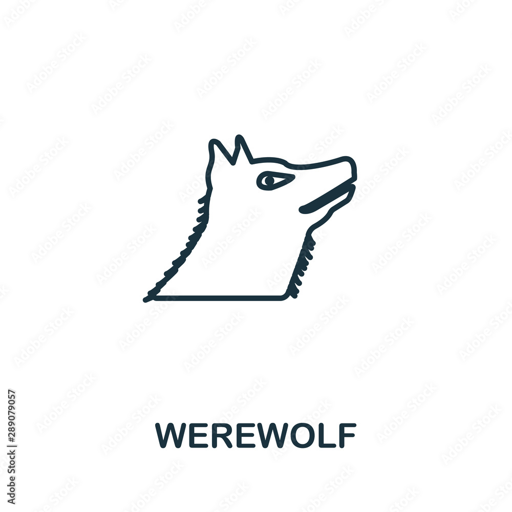 Werewolf outline icon. Thin line style from halloween icons collection ...