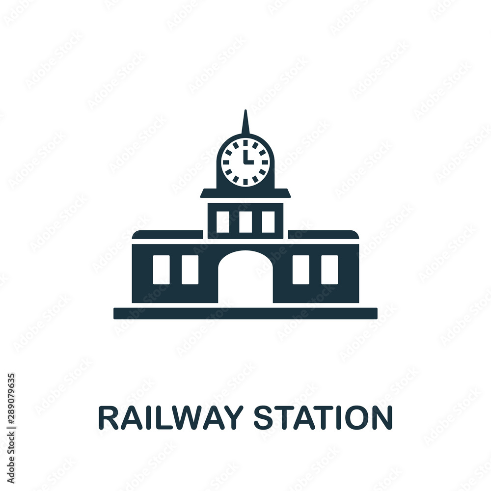 Railway Station vector icon symbol. Creative sign from buildings icons ...