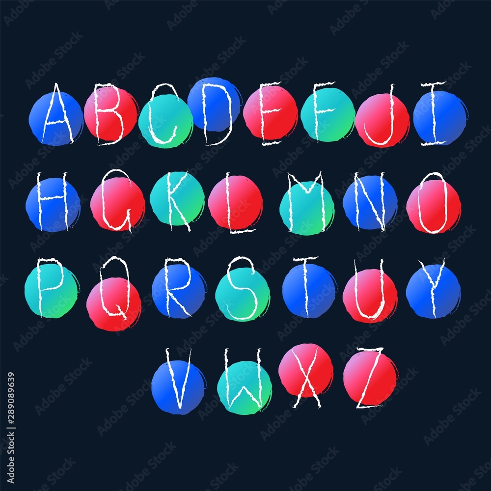 Modern circle font alphabet. Handwritten font letters. Hand lettering ...