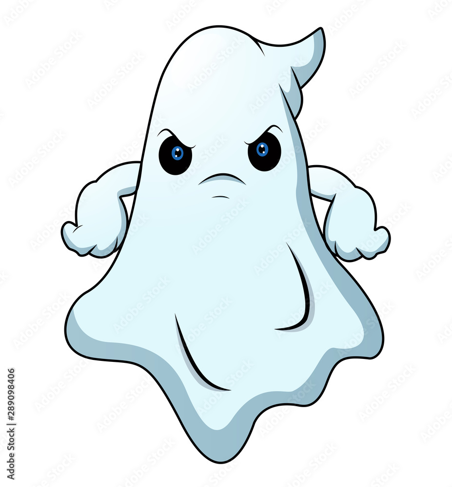 Angry ghost cartoon on white background Stock Vector | Adobe Stock