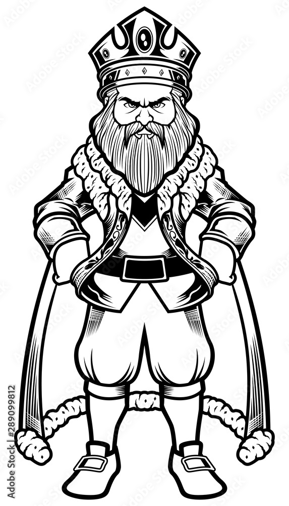 King Standing Line Art Stock Vector | Adobe Stock