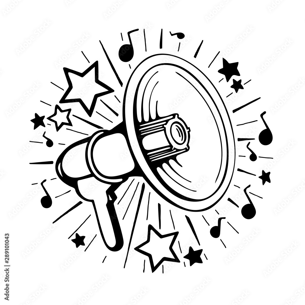 Megaphone. Megaphone realistic hand drawn vector illustration ...