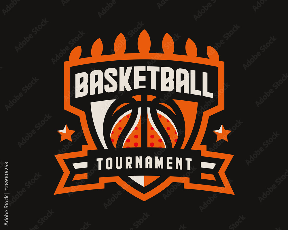 Basketball logo design, emblem tournament template editable for your ...
