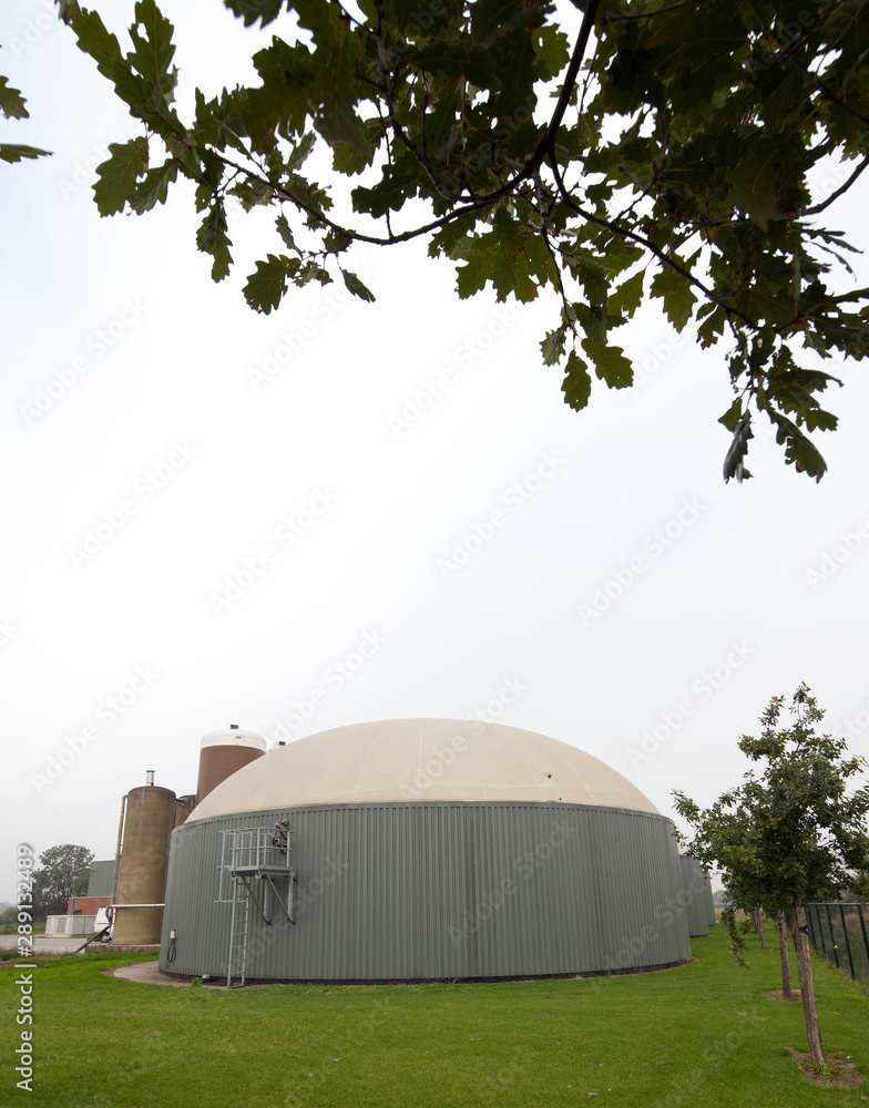 Biogas containers. Silos. Green energy. Gas production. Manure gas ...