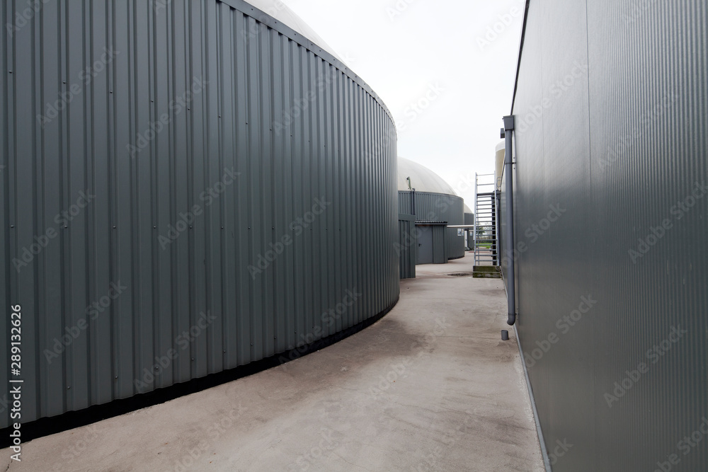 Biogas containers. Silos. Green energy. Gas production. Manure gas ...