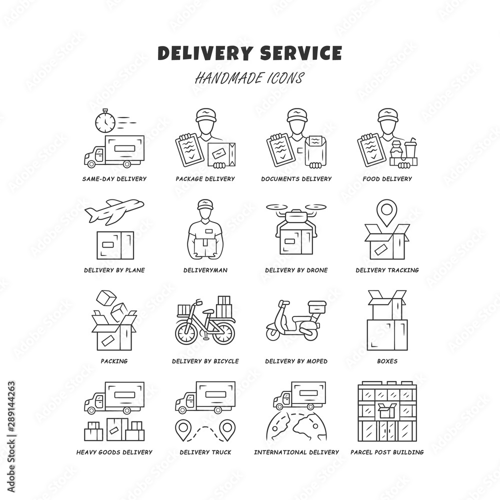 Delivery linear icons set. Thin line contour symbols. Express goods ...