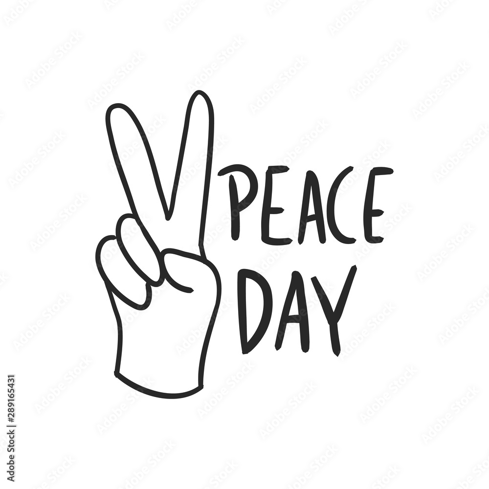 Peace hand gesture icon. Drop shadow victory silhouette symbol. Two ...
