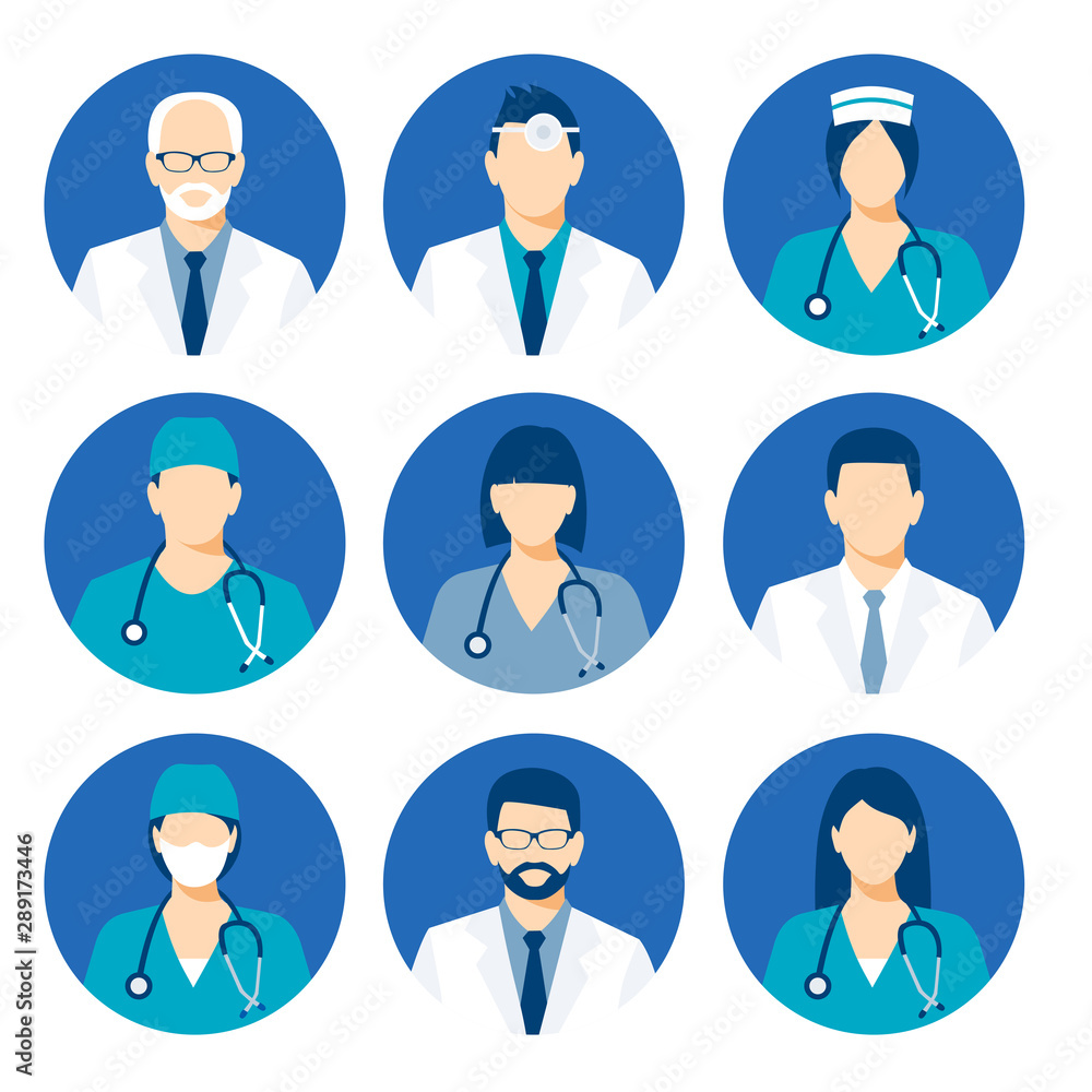 Medical avatars set . Medical clinic staff flat avatars. icon Stock ...