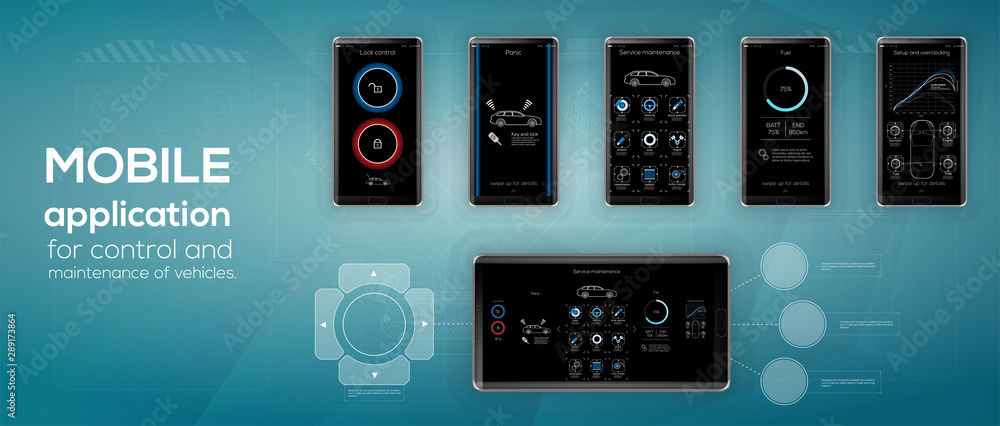 Different UI, UX, GUI screens cars app, responsive website including ...