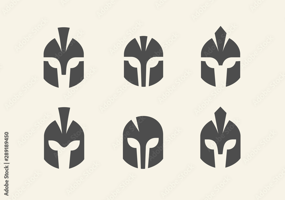 Set of warrior helmet logo, spartan icon collection, gladiator head ...