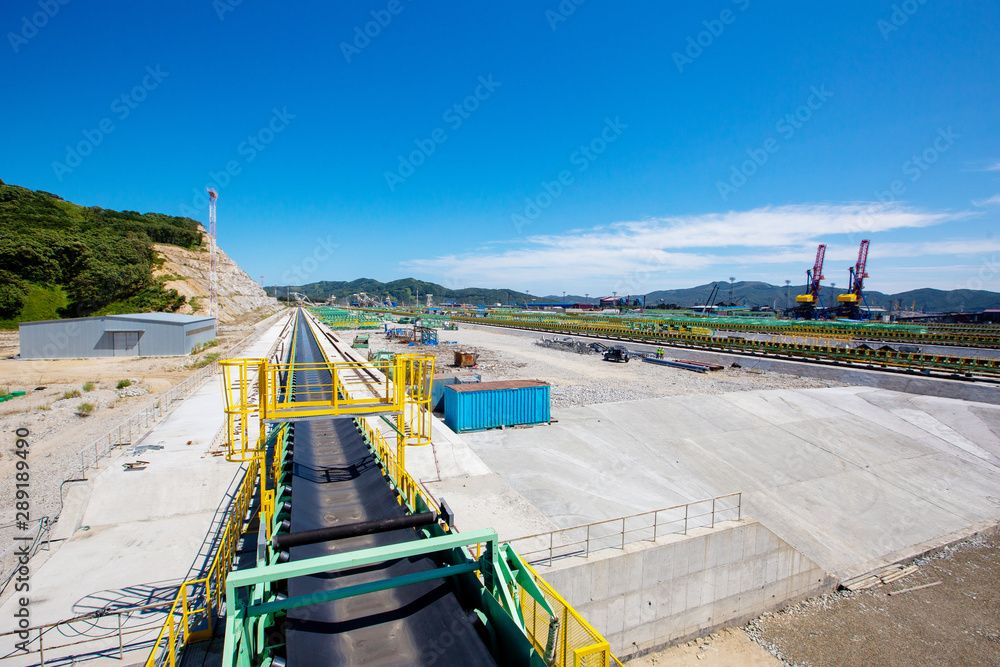 The territory of the marine coal terminal. Construction site of a coal ...