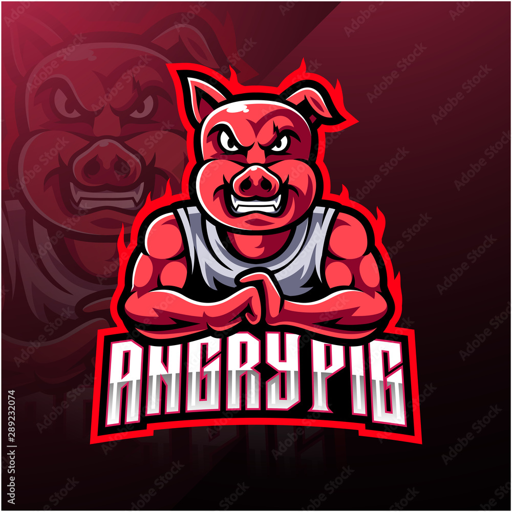 Angry pig esport mascot logo design Stock Vector | Adobe Stock