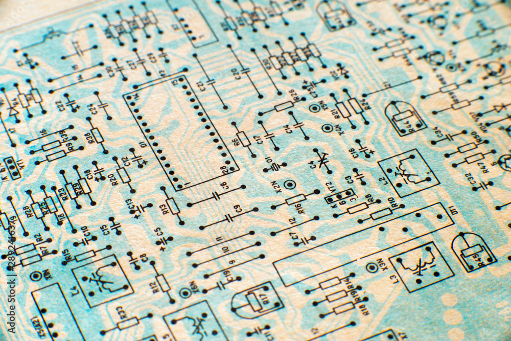 Electronic paper schematic diagram of retro television. Stock Photo ...