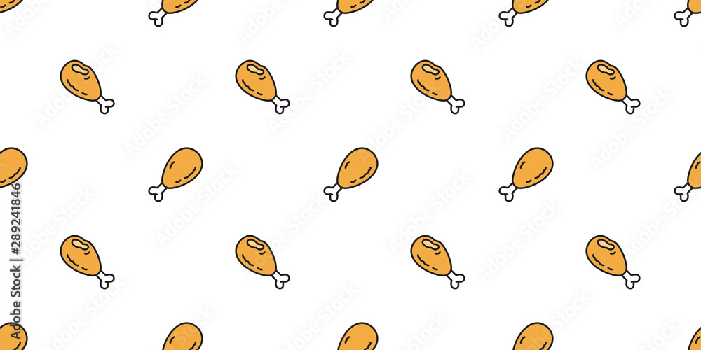 Crispy Fried Chicken Seamless Pattern vector scarf isolated repeat ...