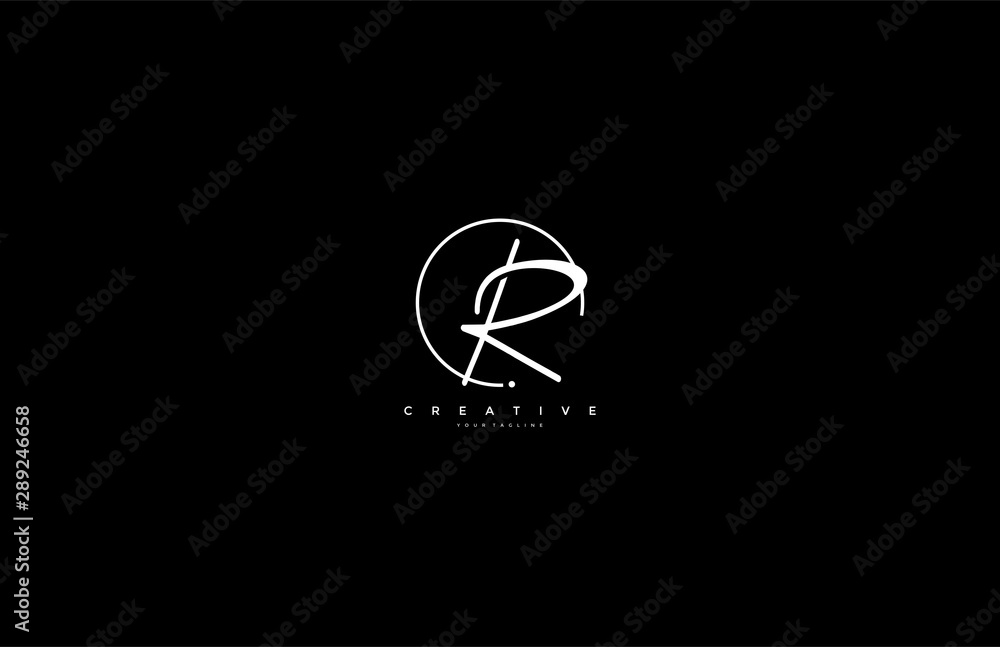 R letter calligraphic Minimal monogram emblem style vector logo Stock ...
