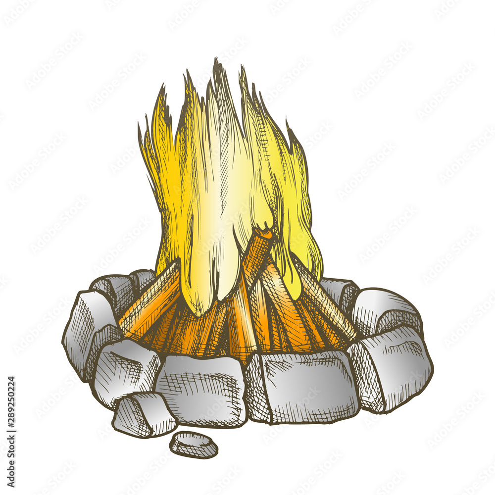 Vintage Campfire Illustration