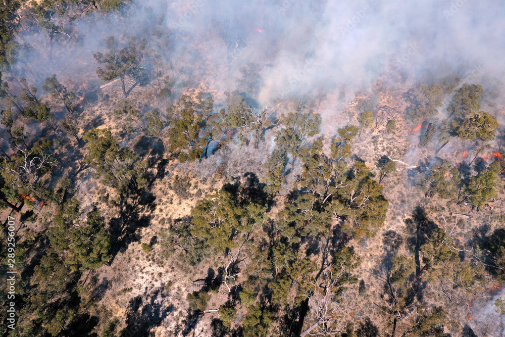 Aerial photo of bushfire in Australia. Climate change increases risk of ...