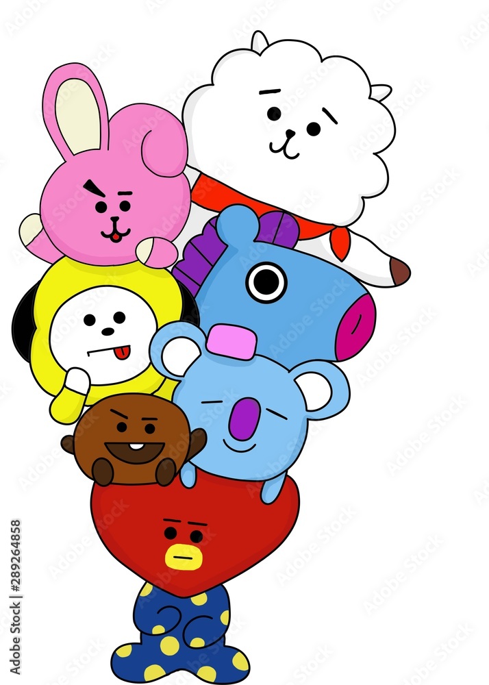 bear with balloons ; BT21 ; BTS Stock Illustration | Adobe Stock