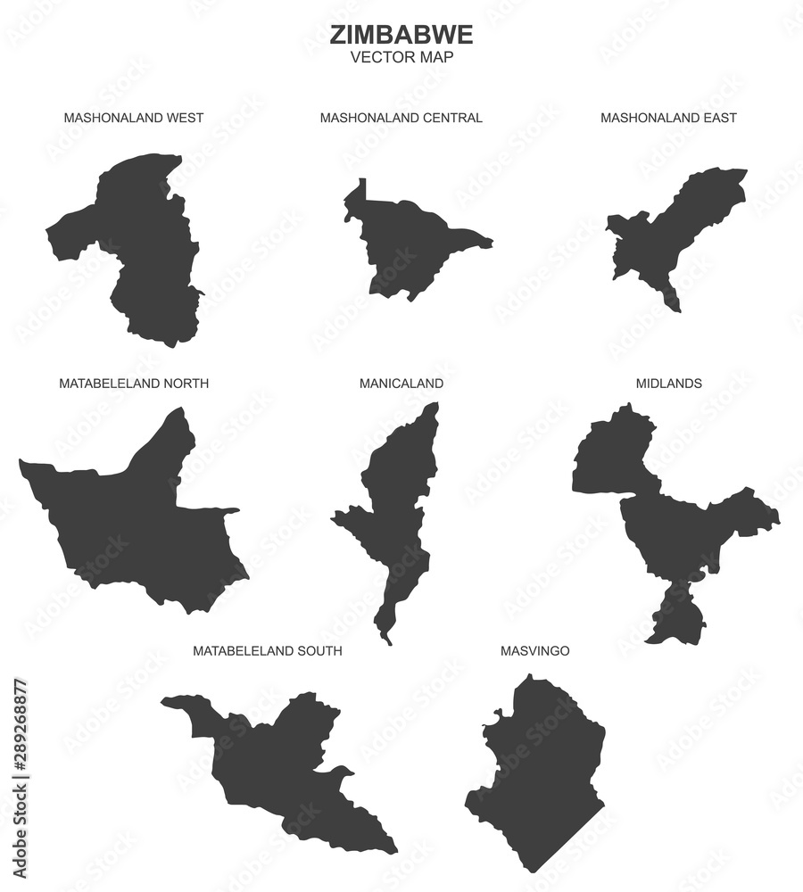 political map of Zimbabwe on white background Stock Vector | Adobe Stock