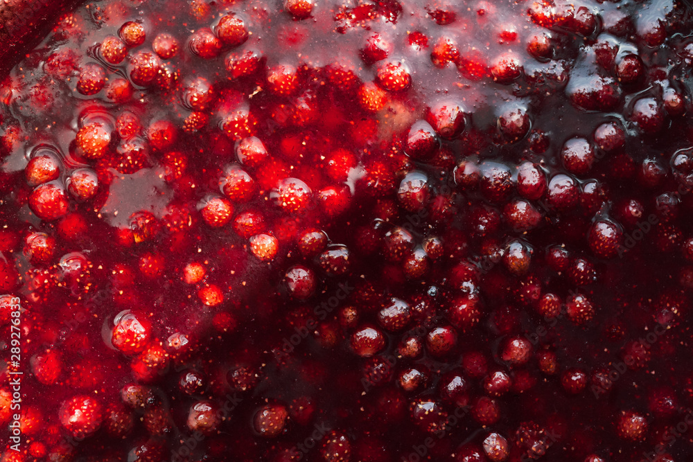 strawberry jam texture divided in half by a solar flare, food ...
