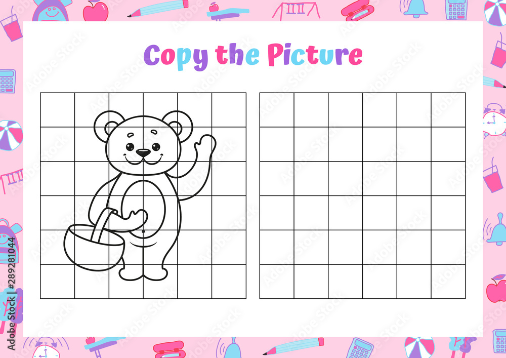 Copy the picture. Drawing activity for kids. Educational game for ...