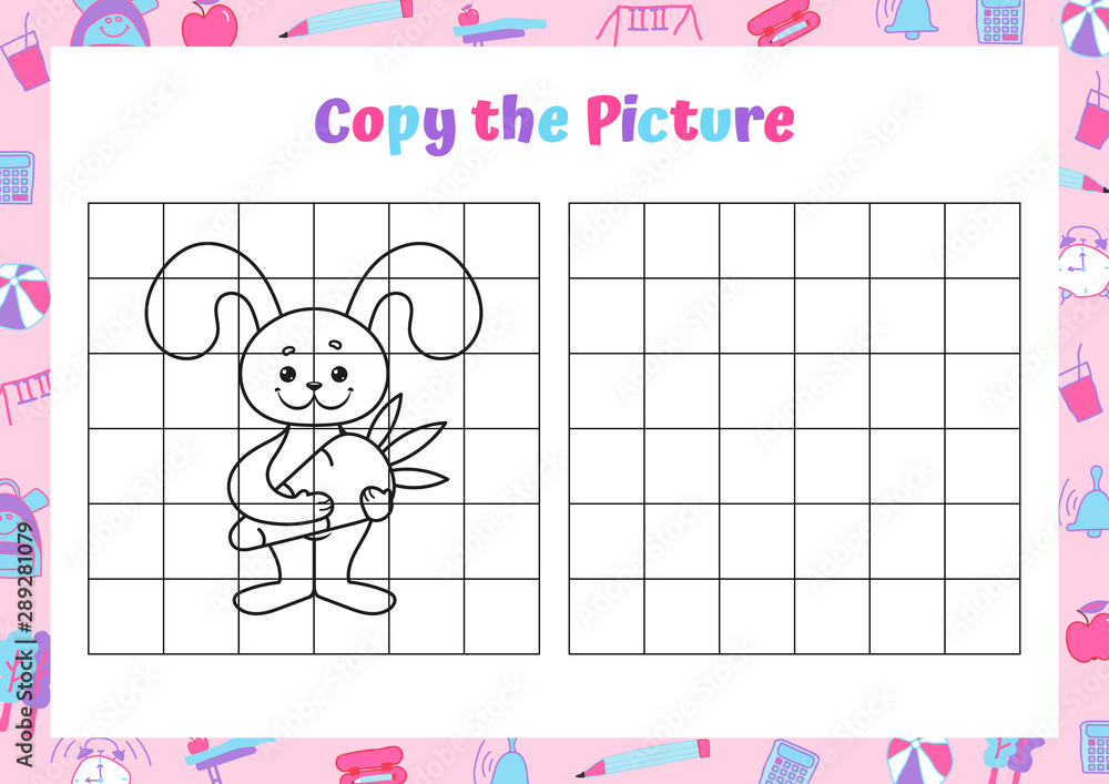 Copy the picture. Drawing activity for kids. Educational game for ...