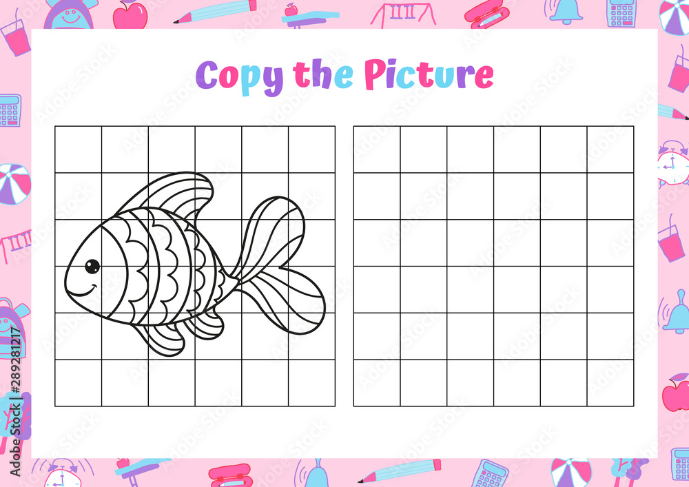 Copy the picture. Drawing activity for kids. Educational game for ...