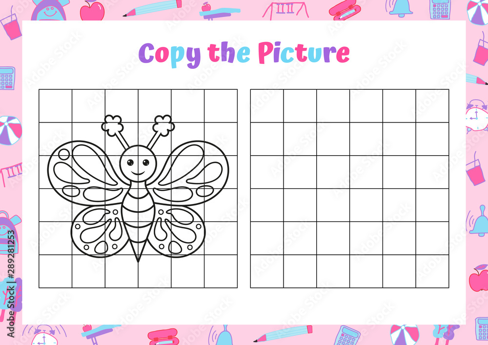 Copy the picture. Drawing activity for kids. Educational game for ...