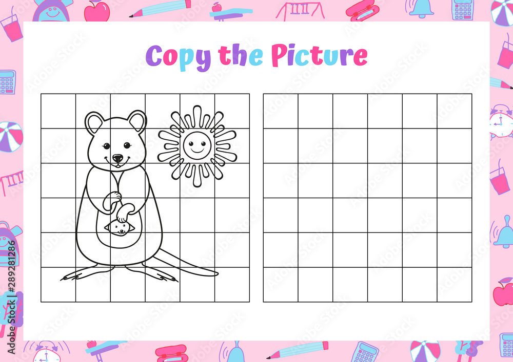 Copy the picture. Drawing activity for kids. Educational game for ...