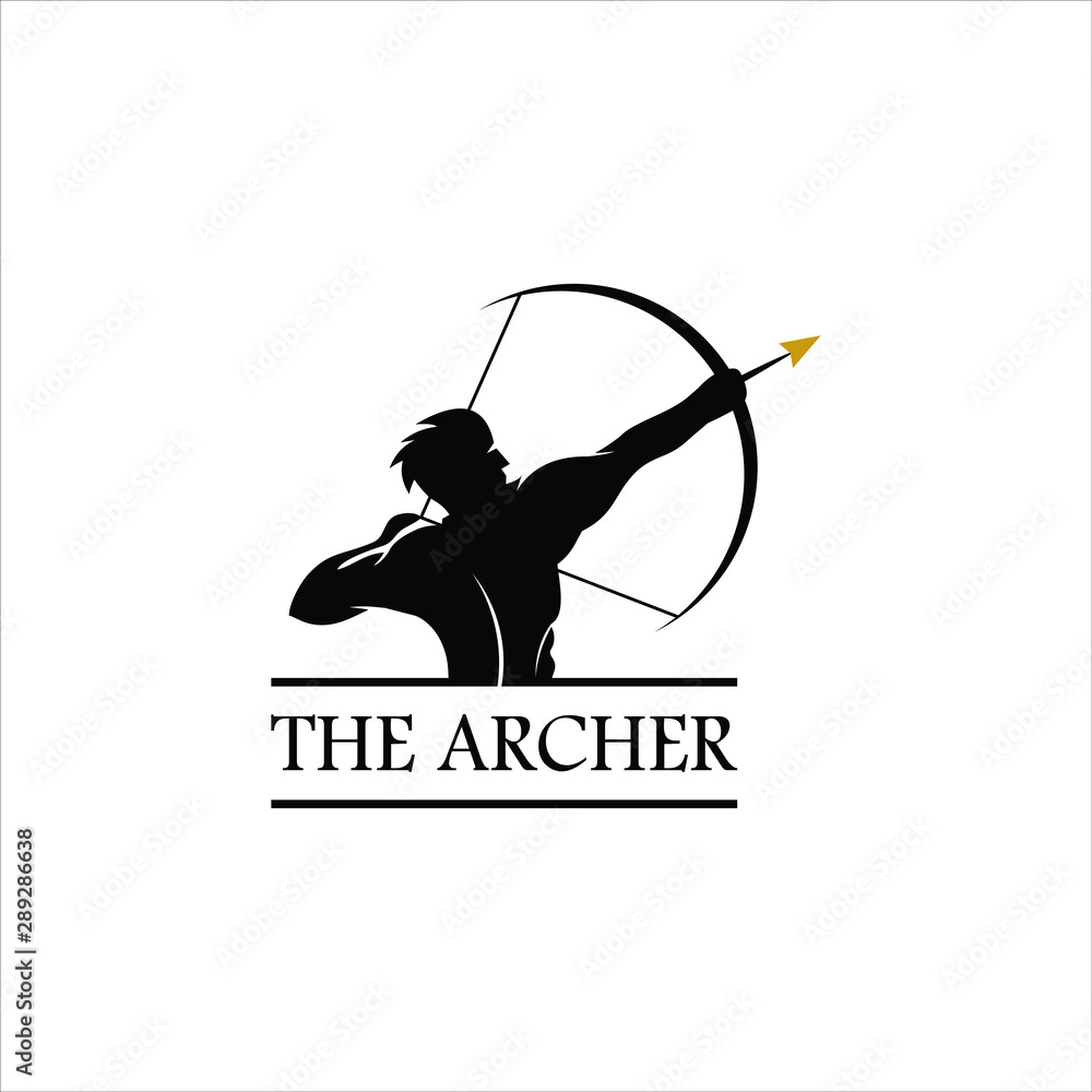 archer logo simple vintage emblem black silhouette illustration design ...