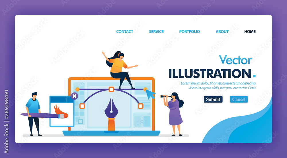 Vector illustration or graphic designer concept design for landing ...