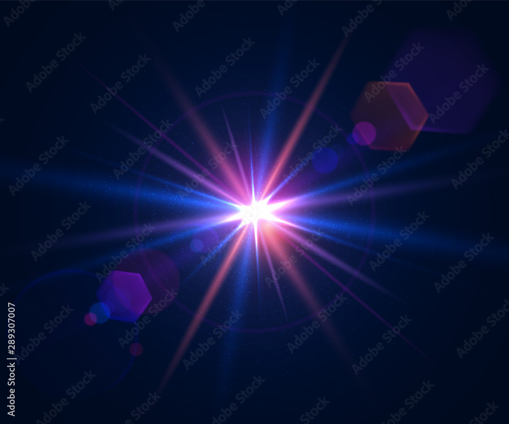 Lens flare of camera. Shining cinematic effect shooting against the sun ...