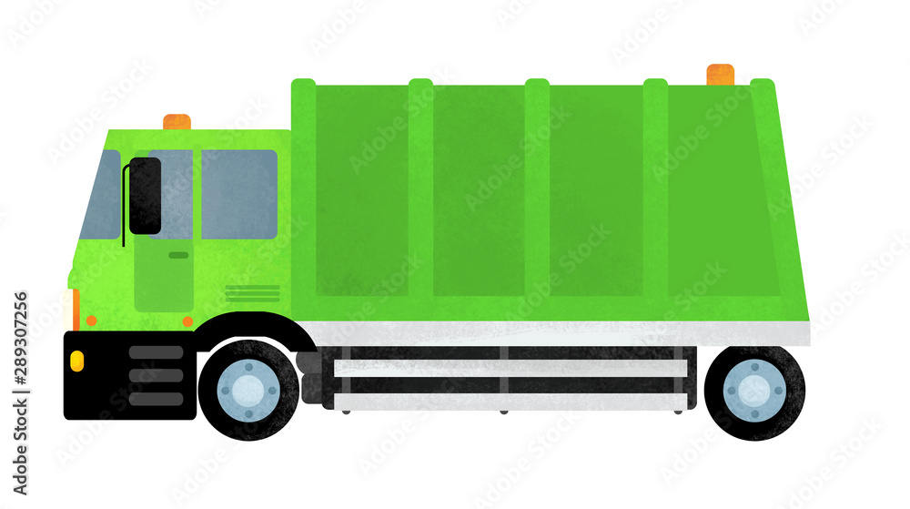 cartoon happy and funny garbage truck on white background illustration ...