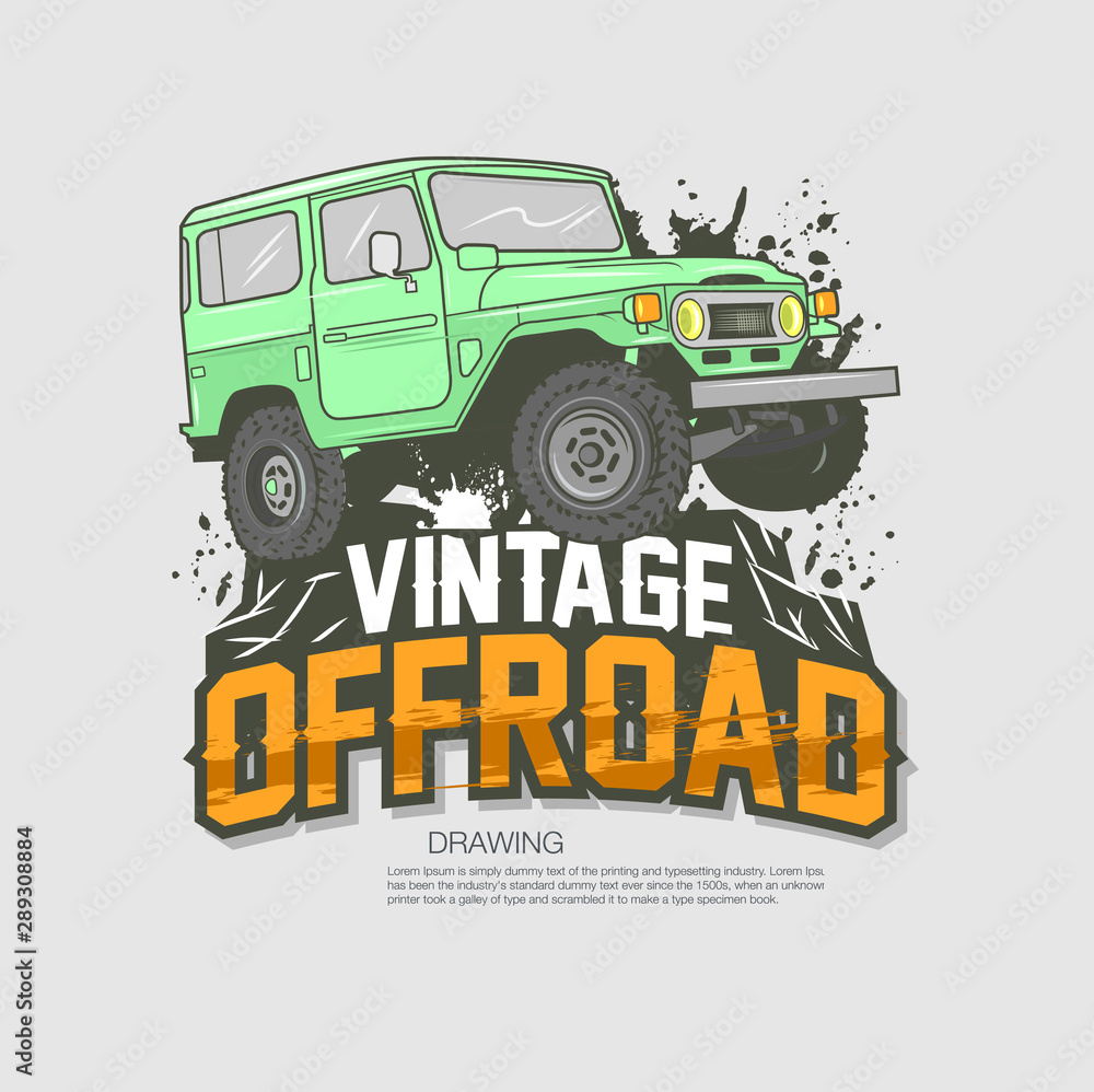 Poster Offroad jeep vector drawing illustration – Wall Art | UkPosters