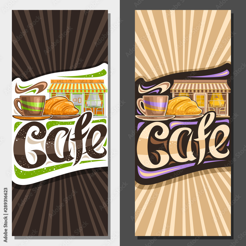 Vector layouts for Street Cafe, decorative voucher for promotion with ...