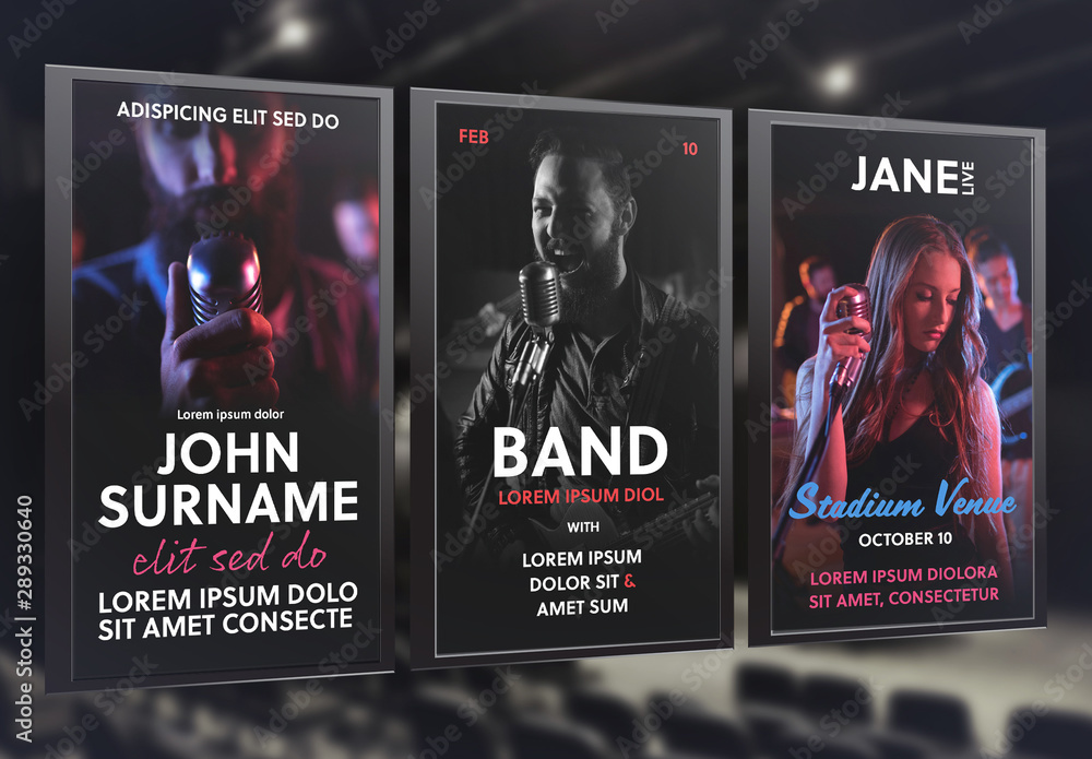 Digital Poster Layouts with Image Backgrounds Stock Template | Adobe Stock