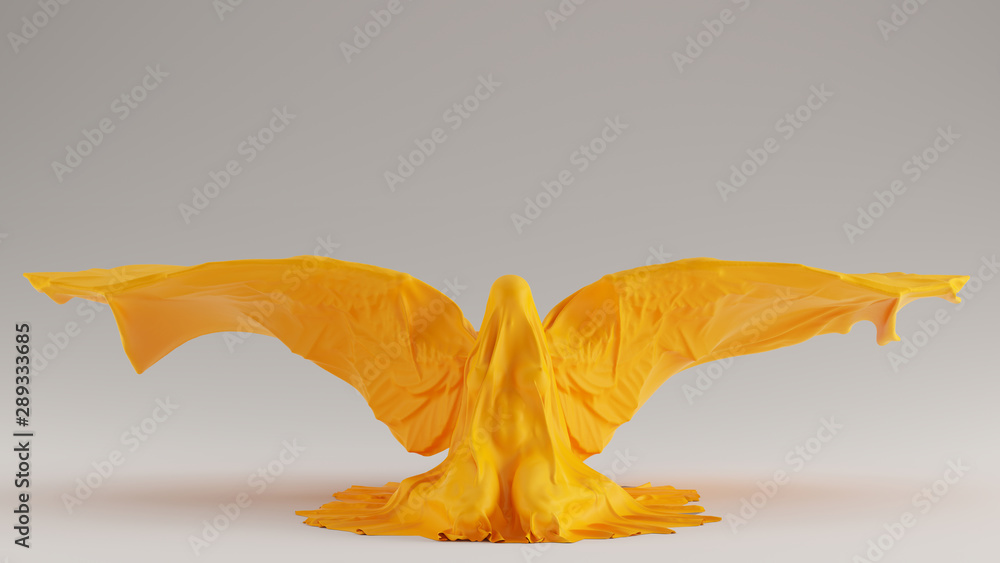 Orange Evil Spirit with Wings Sitting Down Leaning Back Covered with a ...