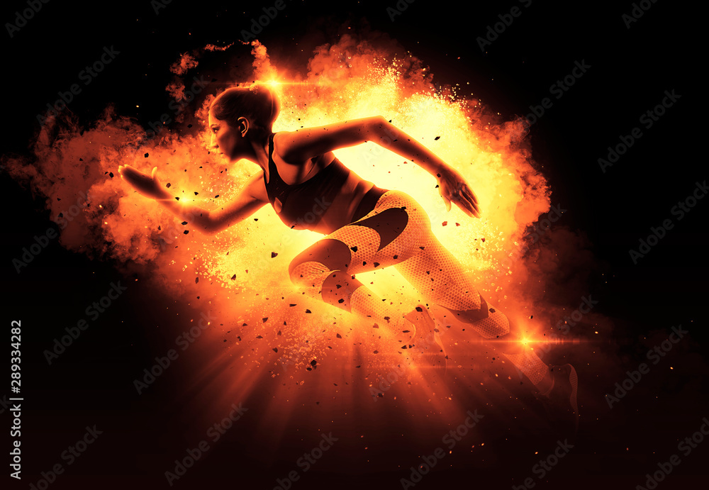 Cartoon Lady Running On Fire