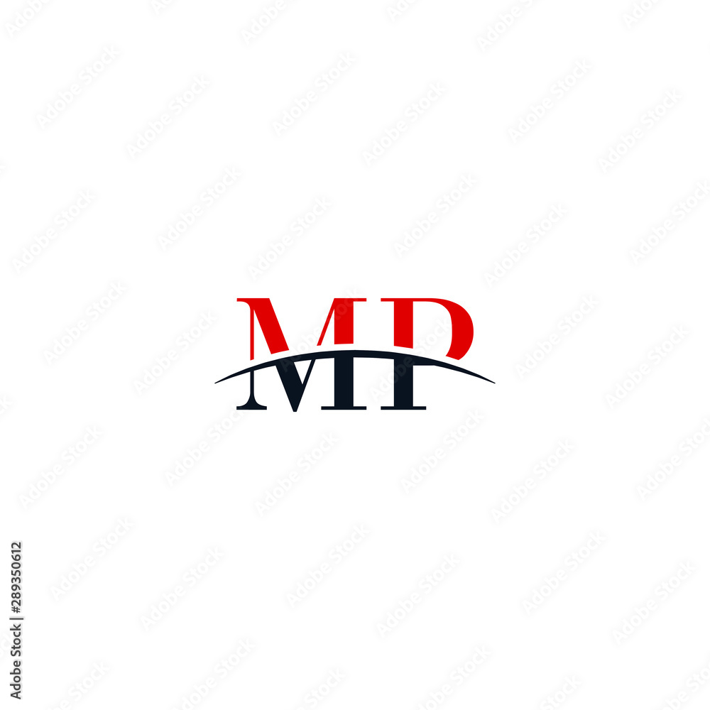 Initial letter MP, overlapping movement swoosh horizon logo company ...