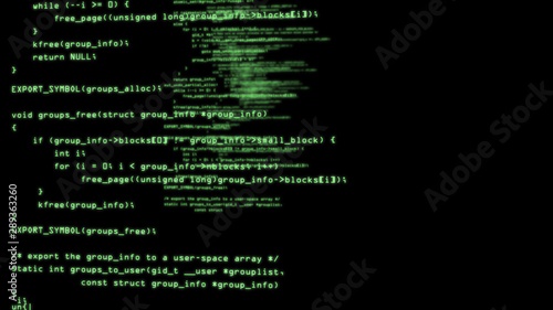 Programming code running down a computer screen terminal. Computer program code. 3d rendering ...
