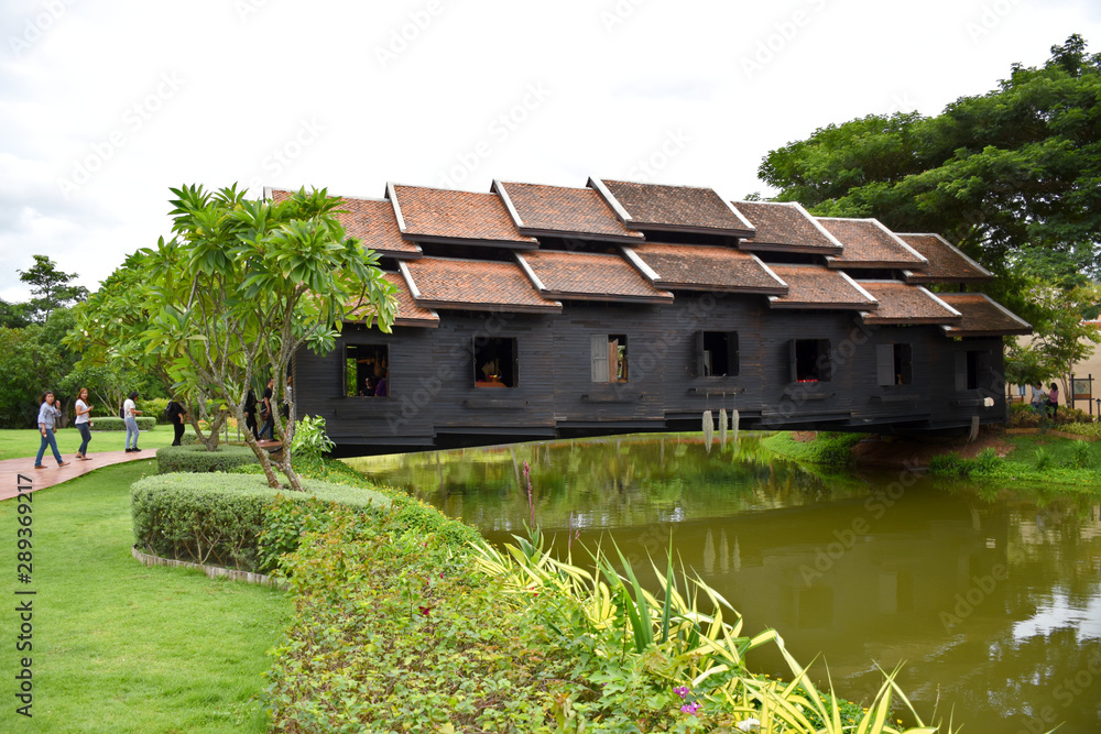 Kanchanaburi, Thailand, 09.09.2019: Beautiful garden, lake, traditional ...