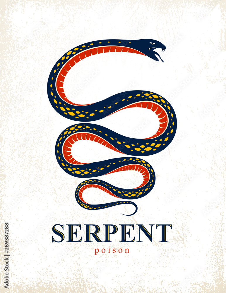 Snake vector logo emblem or tattoo, deadly poison dangerous serpent ...