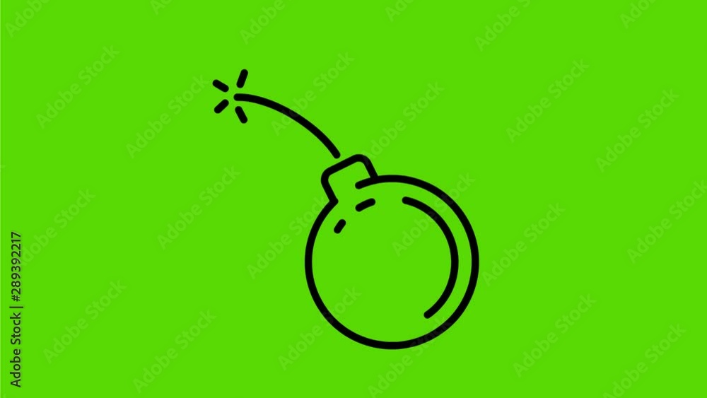 2d Animation motion graphics monoline drawing of a vintage round bomb ...